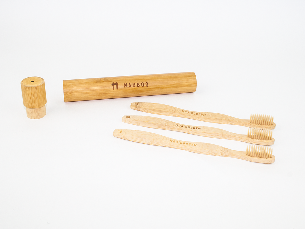 Adults Bamboo Toothbrush - Curved Handle/Straight Brown Bristles